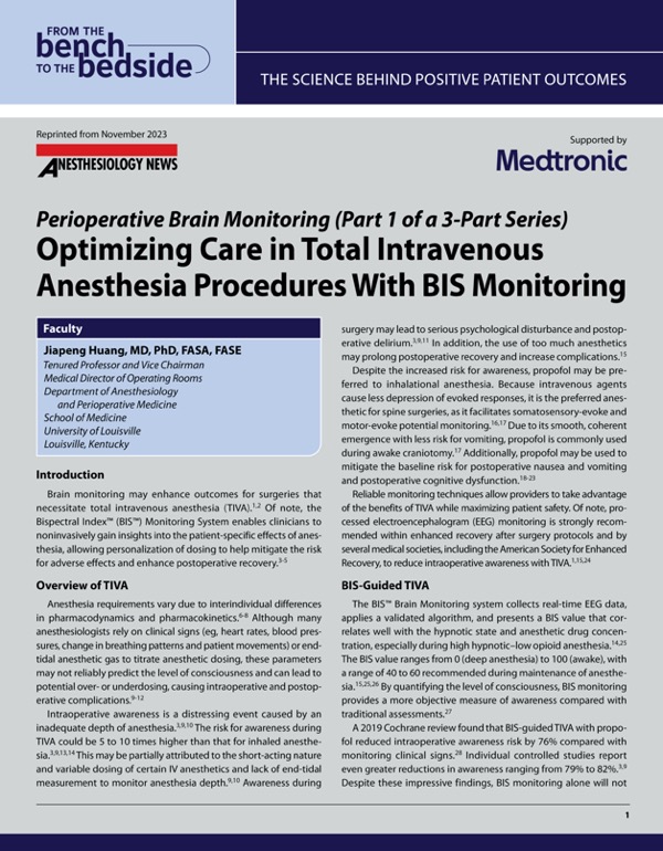 Optimizing Care in Total Intravenous Anesthesia Procedures With BIS ...